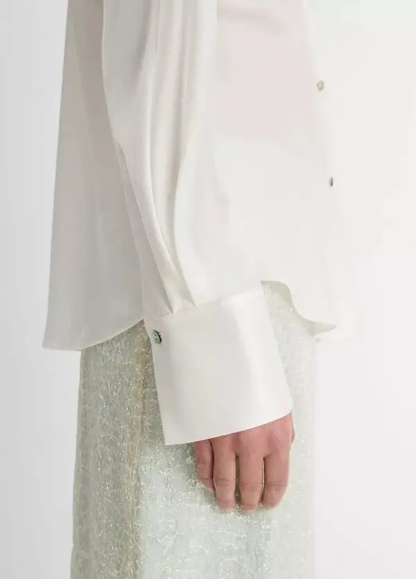 Vince Long-sleeved Shirt With Lapels And Curved Hem
