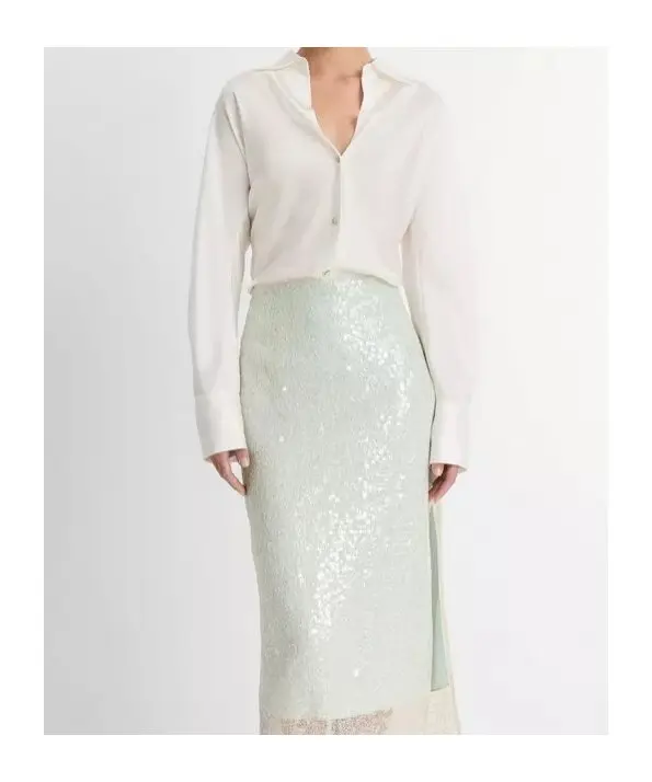 Vince Long-sleeved Shirt With Lapels And Curved Hem