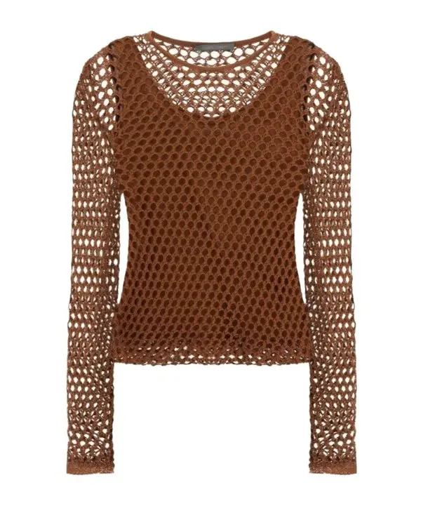 Alberta Ferretti Mesh Long-sleeve Top