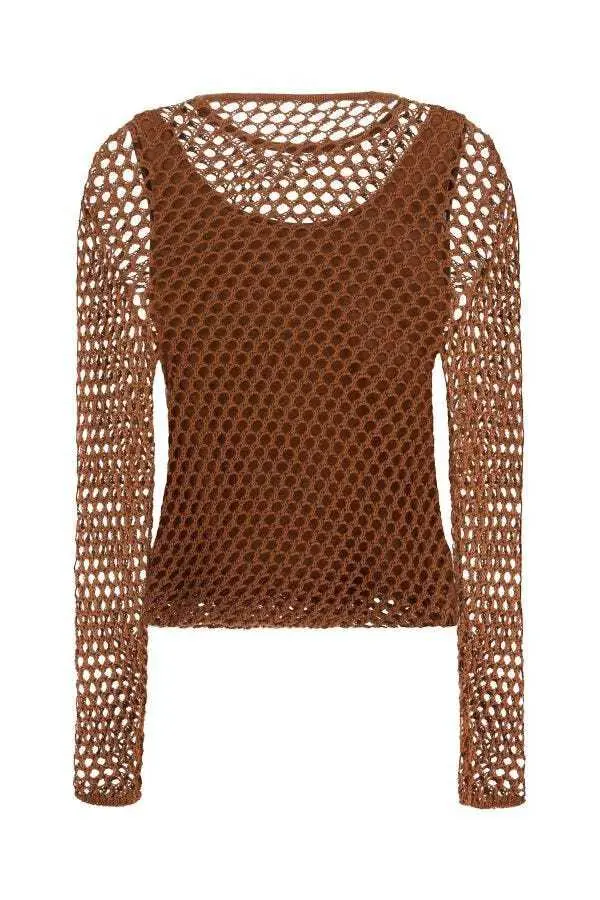 Alberta Ferretti Mesh Long-sleeve Top