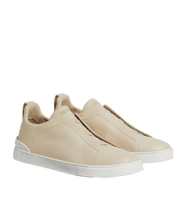 Zegna Triple Stitch Sneakers - Light Beige