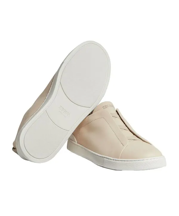 Zegna Triple Stitch Sneakers - Light Beige