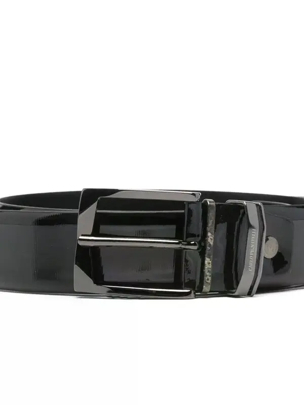 CARLO PIGNATELLI Patent Finish Buckle Belt - Black
