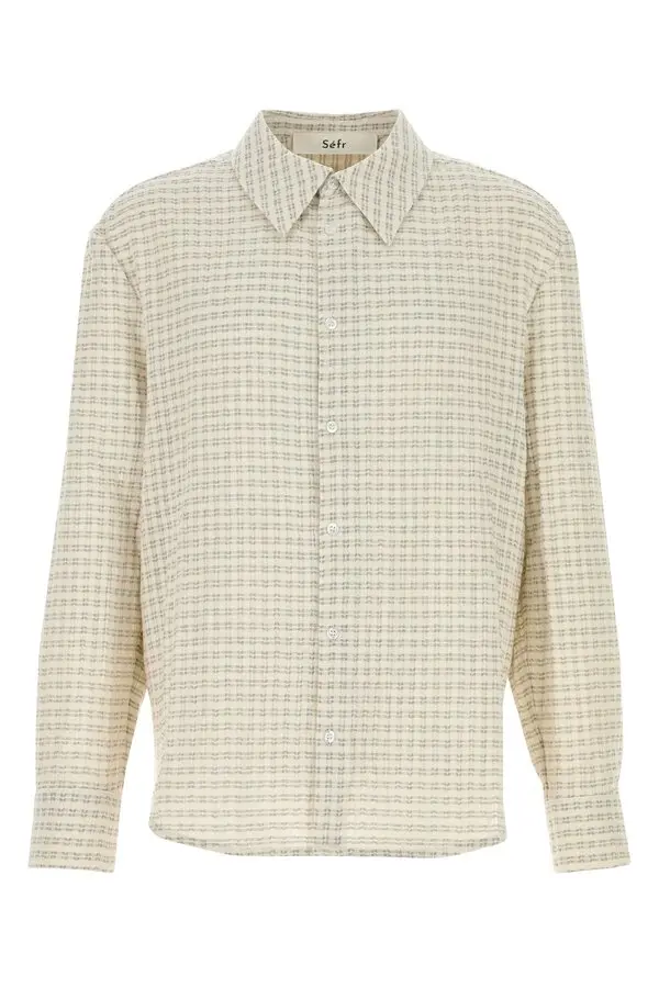 Séfr Embroidered Cotton Blend Wed Shirt - White