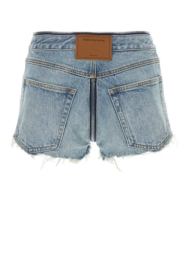 Alexander Wang Stonewashed Distressed Denim High-cut Shorts