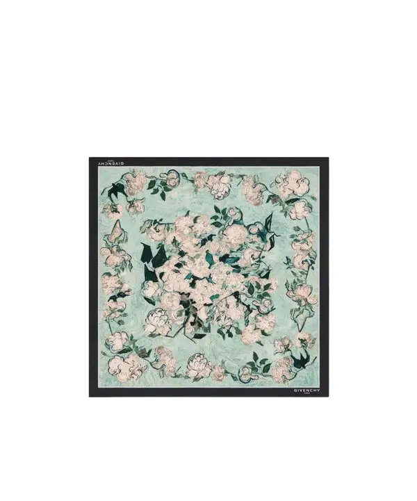 Givenchy Small Square In Silk With Roses Print - Light Mint Green