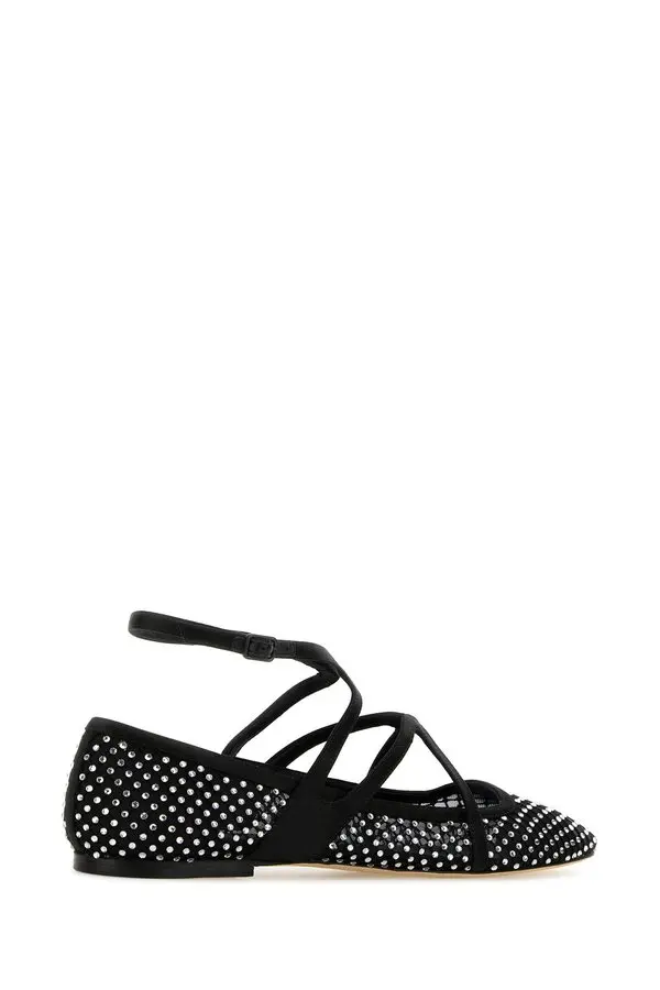 JIMMY CHOO Embellished Mesh Astoria Ballerinas With Straps