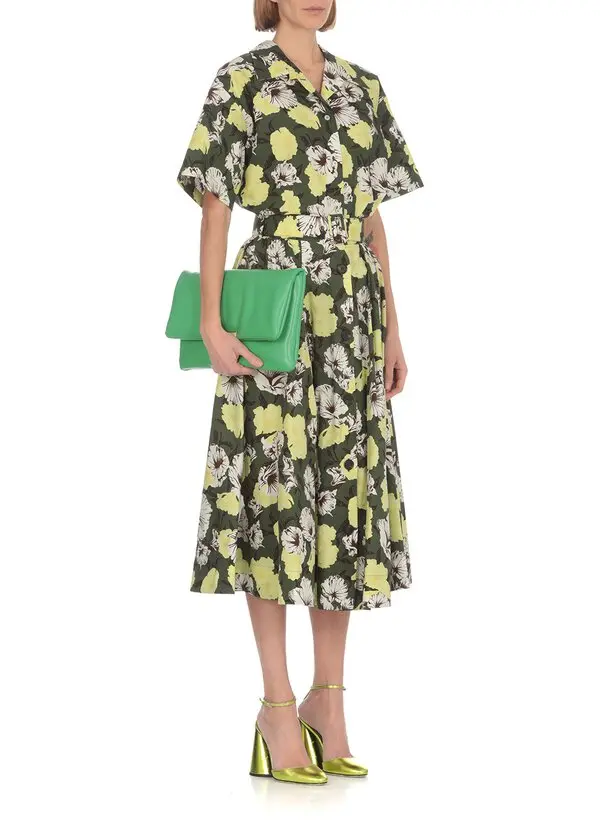 MSGM Floral Print Midi Skirt With Button Detail