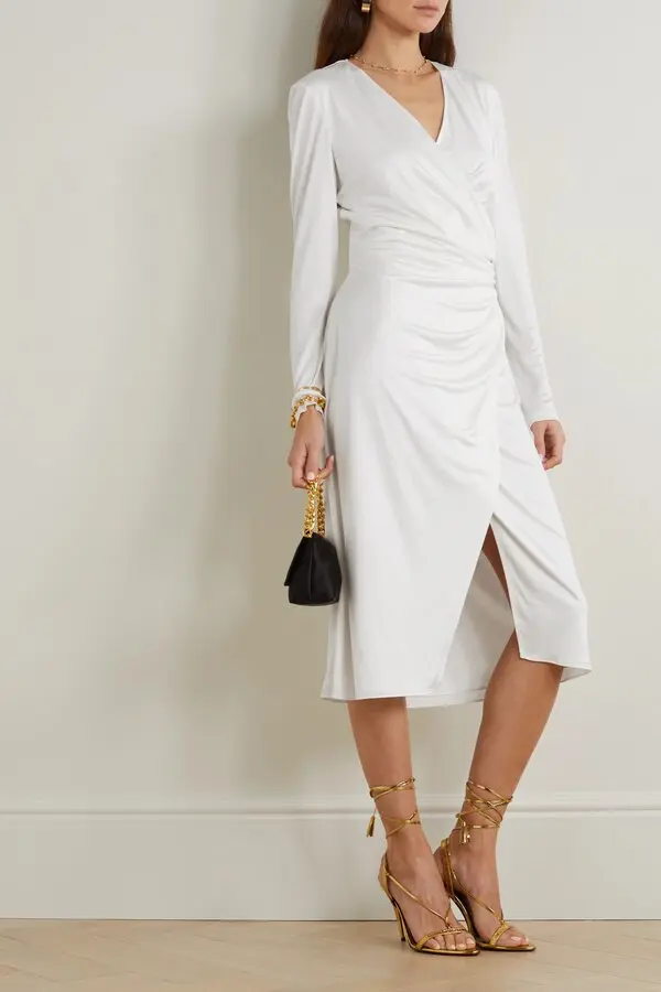 TOM FORD Draped Silk-jersey Wrap Midi Dress