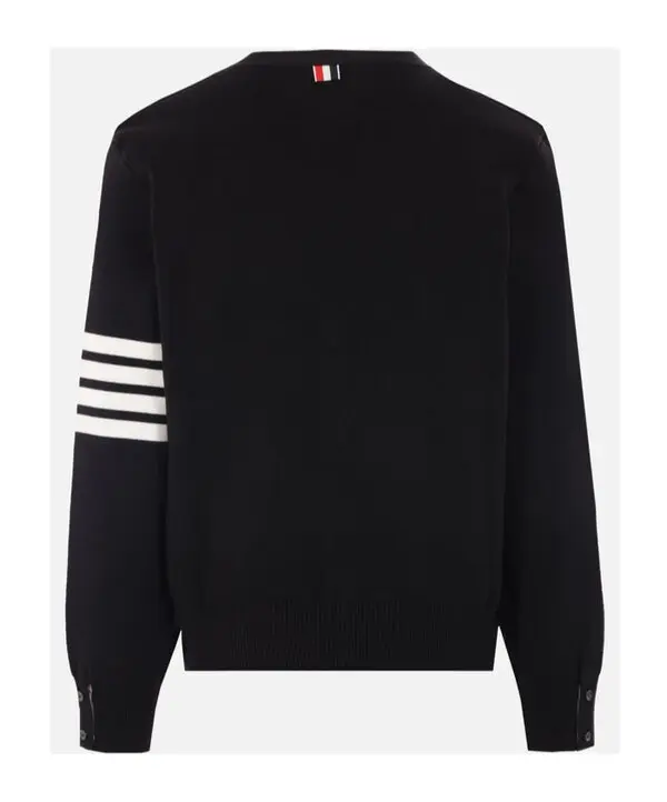 Thom Browne 4-bar Milano Stitch V-neck Cardigan - Black