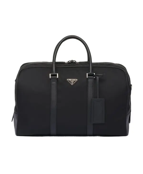 Prada Logo Plaque Zipped Travel Bag - Black