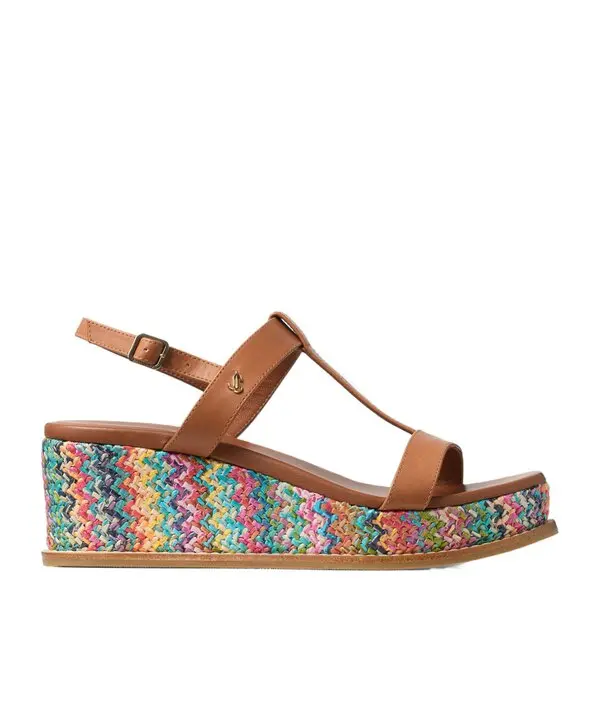 JIMMY CHOO Multi Chevron Raffia Wedge Sandals