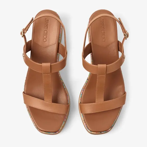 JIMMY CHOO Multi Chevron Raffia Wedge Sandals