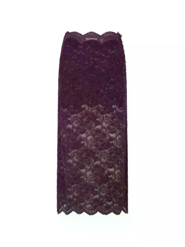 Rabanne Layered Lace Midi Skirt - Purple