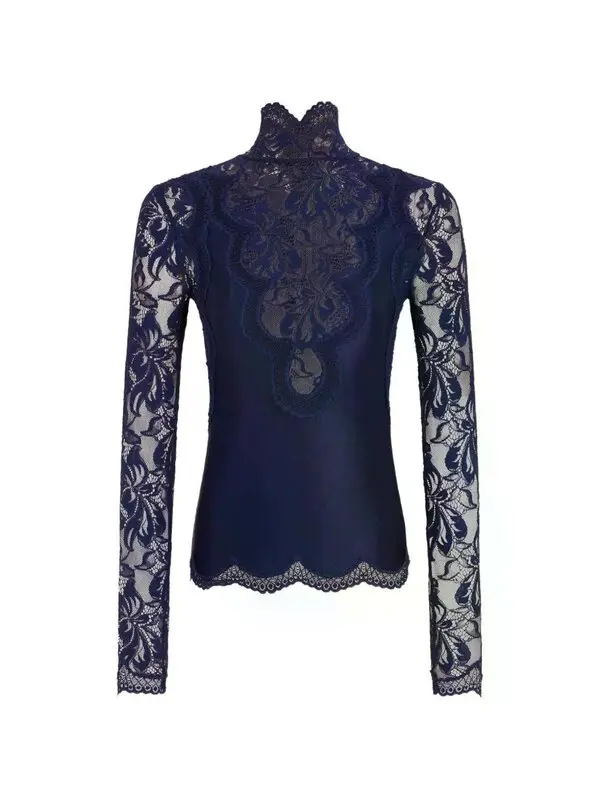 Rabanne Long-sleeved Lace Top - Blue