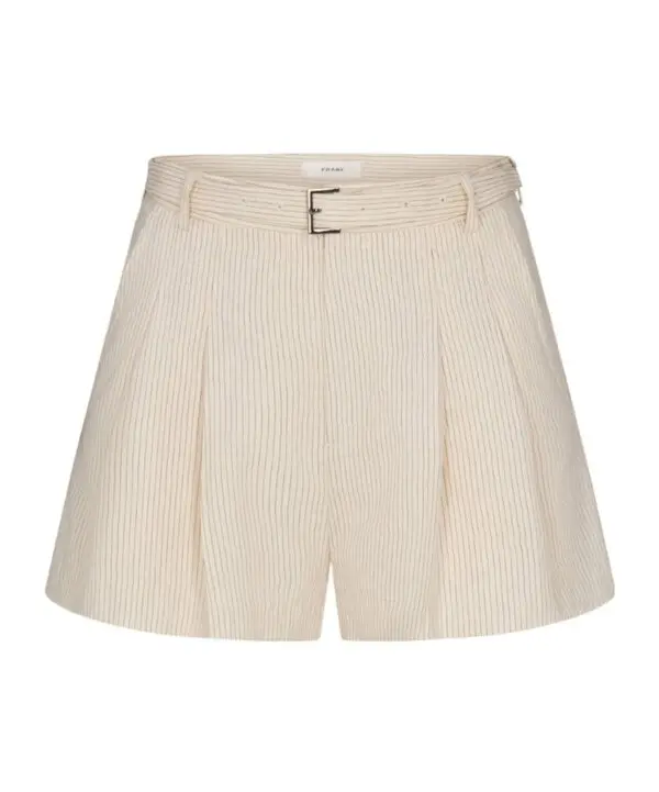 FRAME Pinstripe Belted Shorts