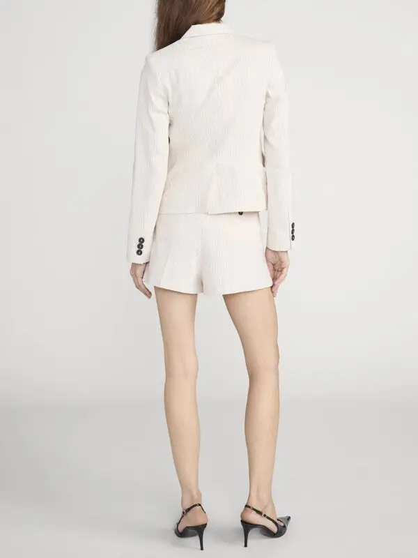 FRAME Pinstripe Belted Shorts