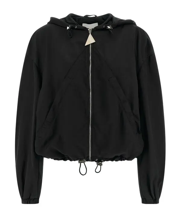 Attico Hooded Zip Bomber Jacket - Black