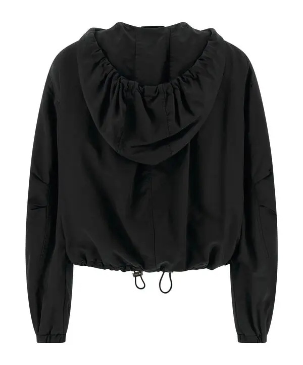 Attico Hooded Zip Bomber Jacket - Black