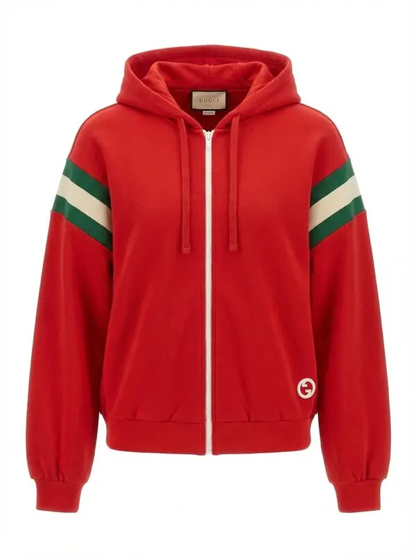 Gucci Jersey Zipped Hoodie With Interlocking G Patch