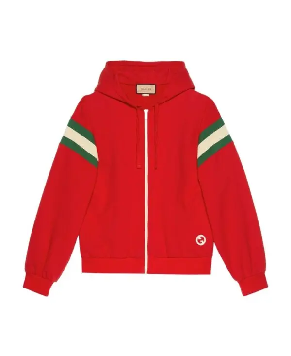 Gucci Jersey Zipped Hoodie With Interlocking G Patch