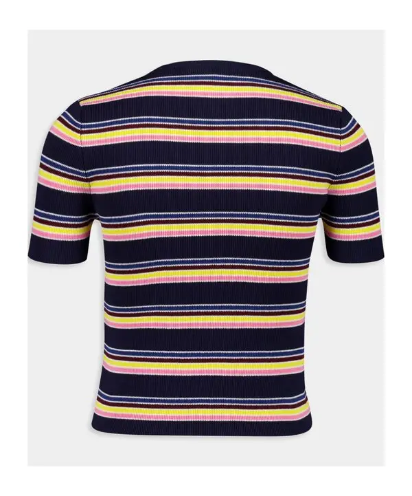 Prada Striped Ribbed Crewneck Top