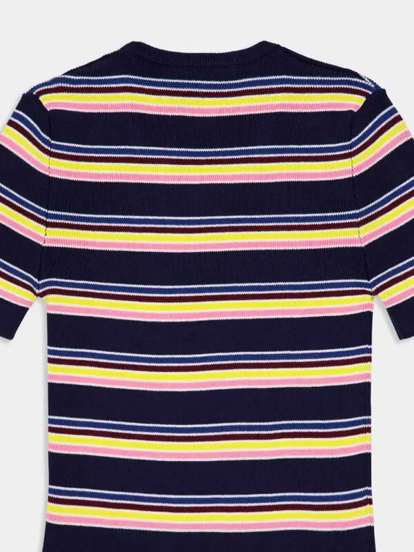 Prada Striped Ribbed Crewneck Top