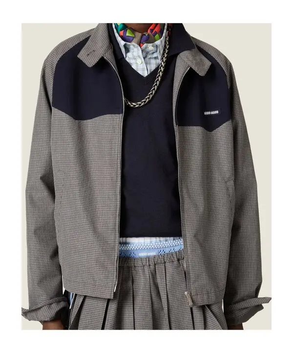 Miu Miu Gingham Check Blouson Jacket