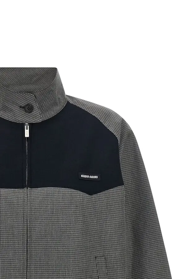 Miu Miu Gingham Check Blouson Jacket