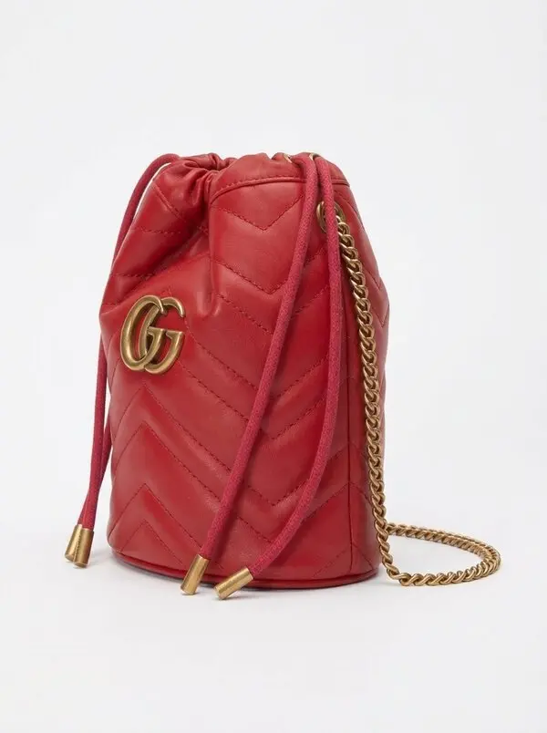 Gucci Gg Marmont Mini Bucket Bag - Red
