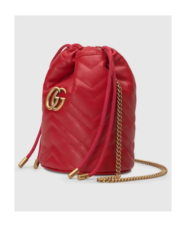 Gucci Gg Marmont Mini Bucket Bag - Red