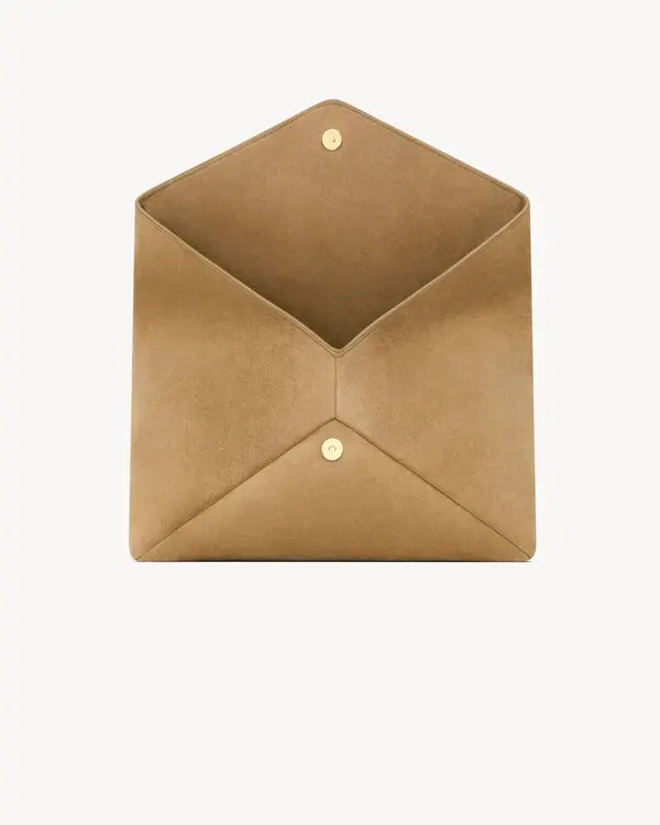 Saint Laurent Cassandre Large Envelope Pouch - Golden Leaf