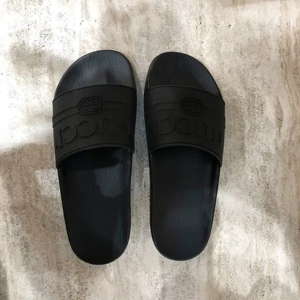 Gucci Logo Rubber Slide Sandals