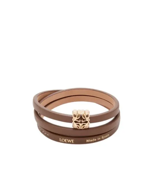 Loewe Anagram Bombe Twist Bracelet In Calfskin - Cocoa