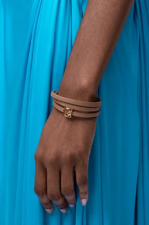 Loewe Anagram Bombe Twist Calfskin Bracelet - Cocoa
