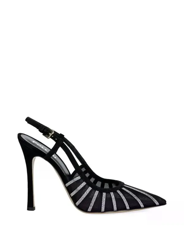 POLLINI Crystal-embellished Mesh Slingback Pumps