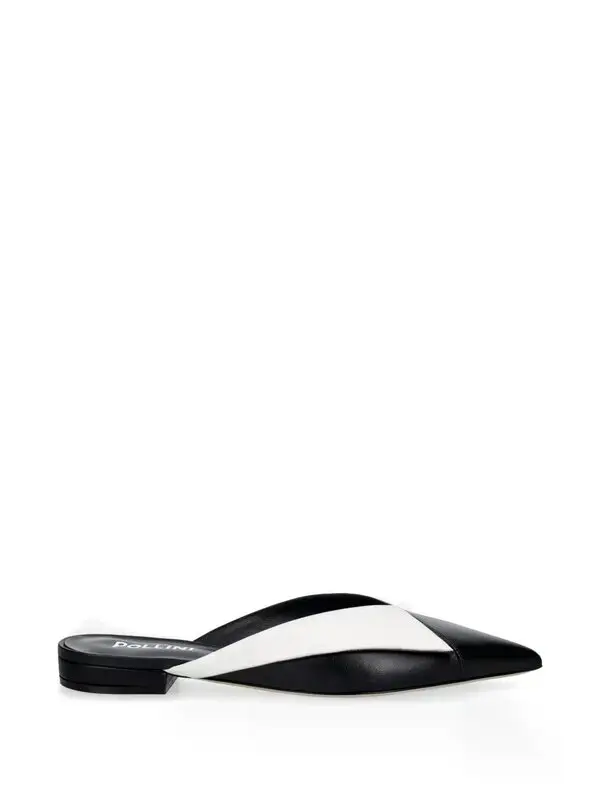 POLLINI Pointed-toe Leather Mules - Black