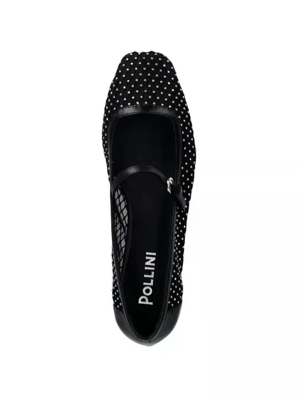 POLLINI Nina Crystal-embellished Mesh Ballet Flats