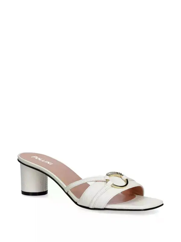 POLLINI Pebble-grain Leather Sandals With Ring Detail
