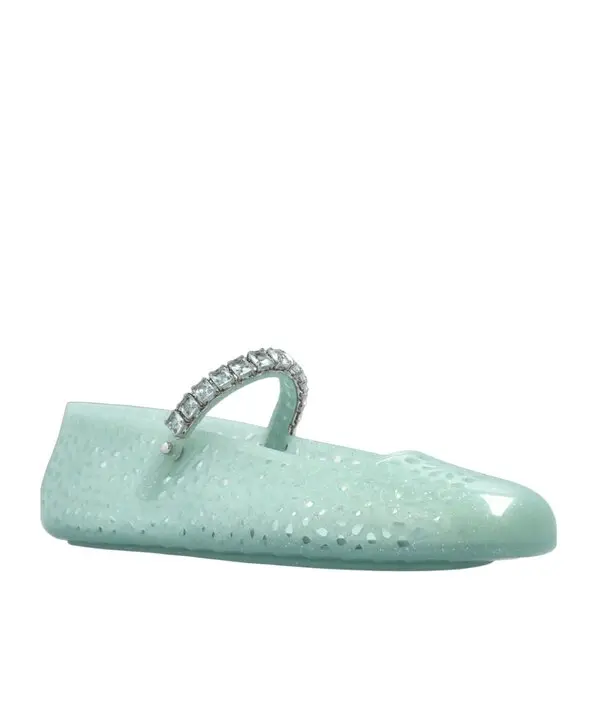 JIMMY CHOO Round-toe Ballet Flats With Embellished Strap - Green