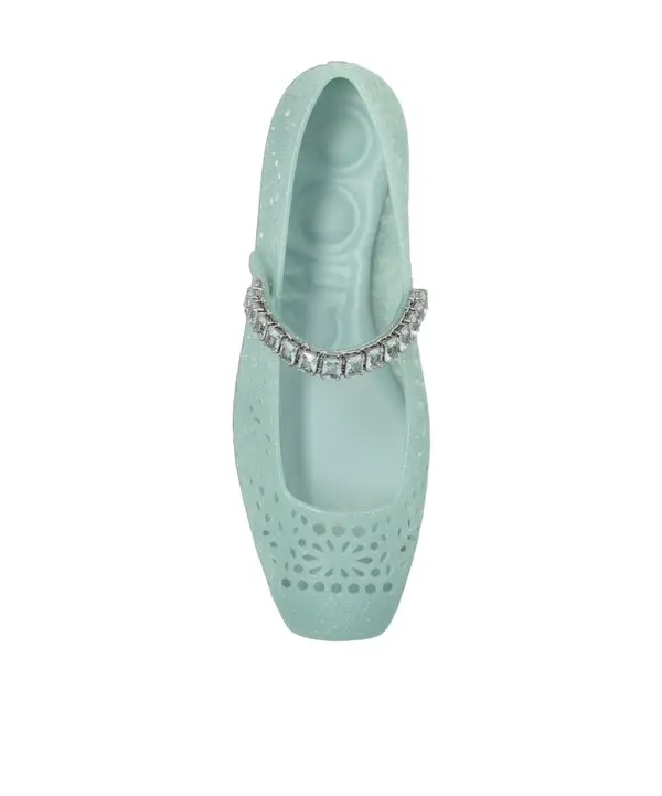 JIMMY CHOO Round-toe Ballet Flats With Embellished Strap - Green