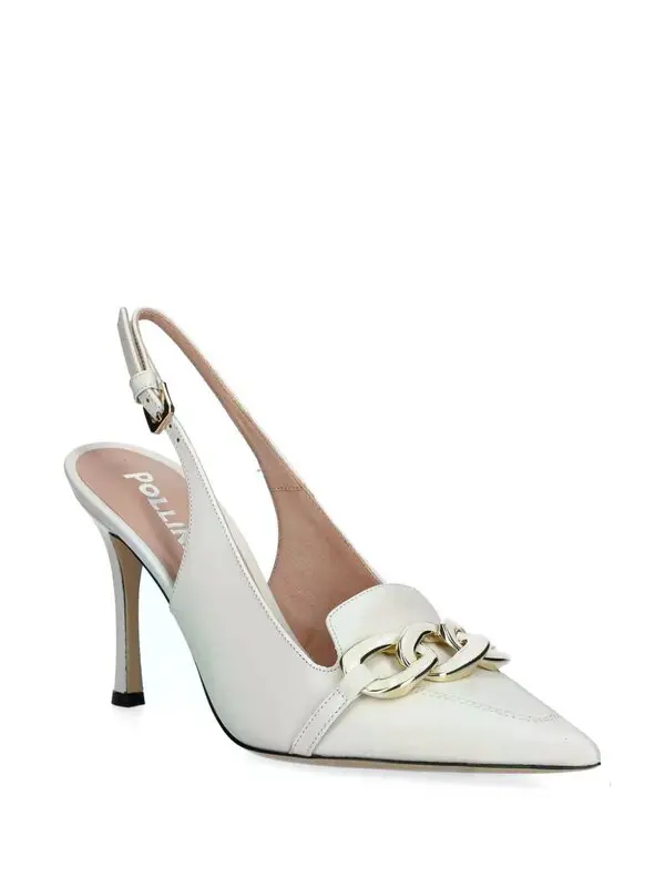 POLLINI Chain-link Slingback Pumps - Neutrals