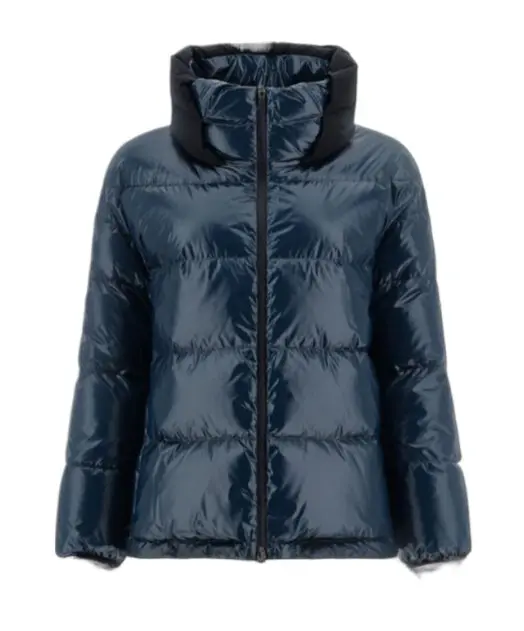Herno Glazed Ripstop Jacket With High Neck - Blue