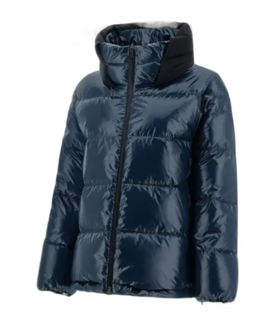 Herno Glazed Ripstop Jacket With High Neck - Blue