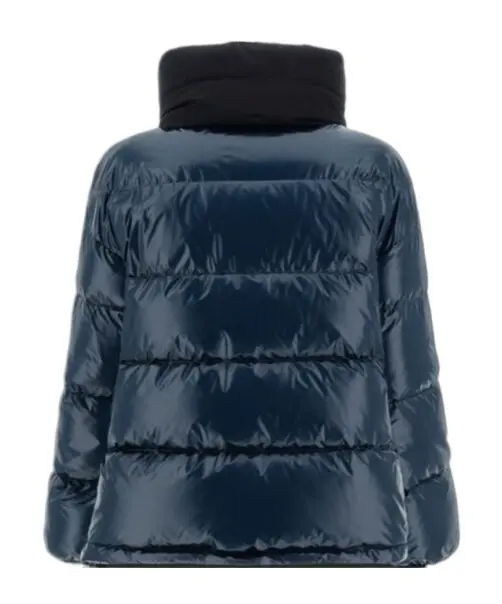 Herno Glazed Ripstop Jacket With High Neck - Blue