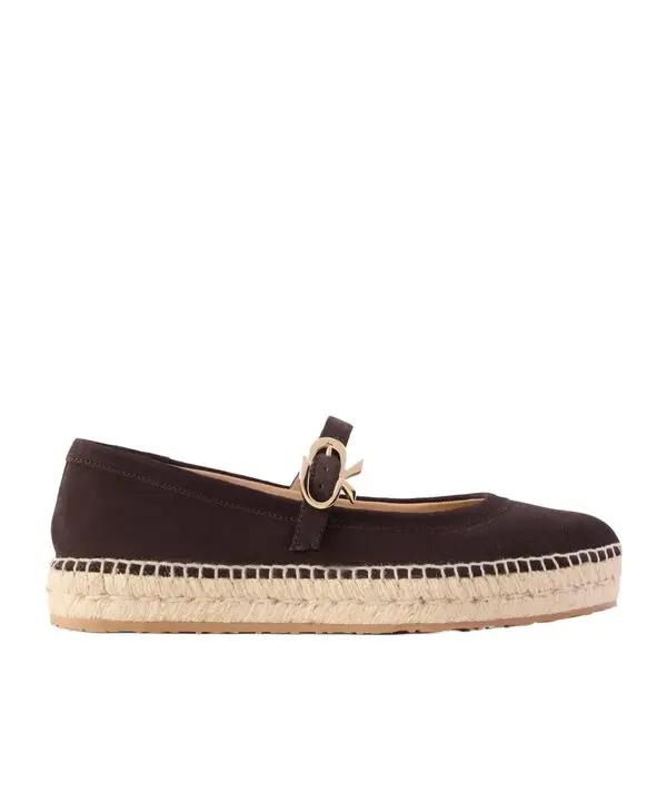 GIANVITO ROSSI Suede Mary Jane Espadrille Flats