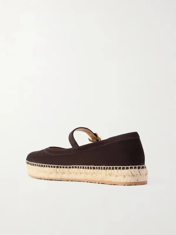 GIANVITO ROSSI Suede Mary Jane Espadrille Flats