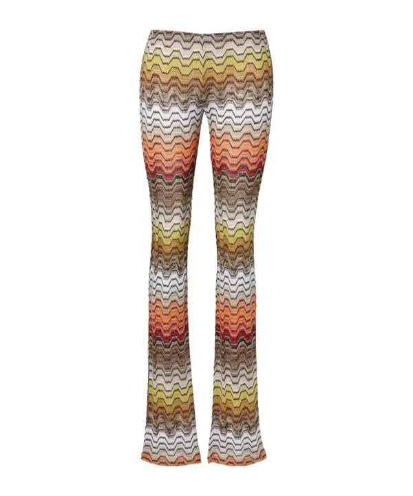Missoni Chevron Patterned Knit Flare Trousers - Brown