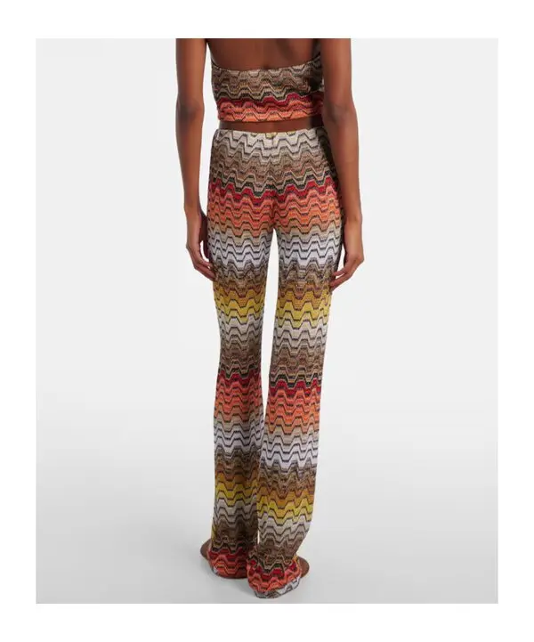 Missoni Zigzag-knit Flared Trousers - Brown