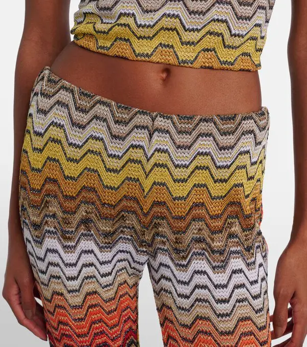 Missoni Zigzag-knit Flared Trousers - Brown